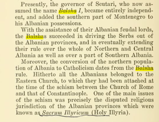 When the Albanian Balsha family drove out the Serbs in the 14th century ...