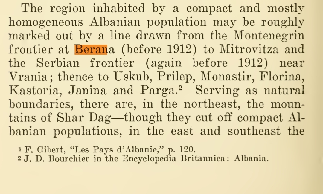 The borders of the Albanian majority population from Berane to Parga ...