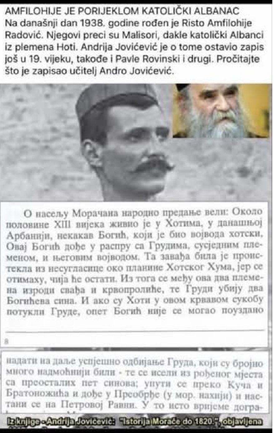 The Albanian origin of Amfilohije Radović (Risto Radović) – Balkan Academia