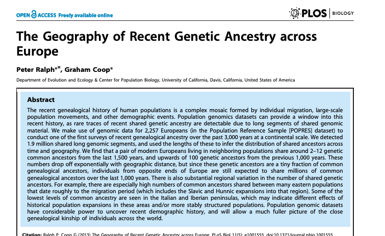 The Geography of Recent Genetic Ancestry across Europe: The Albanian ...